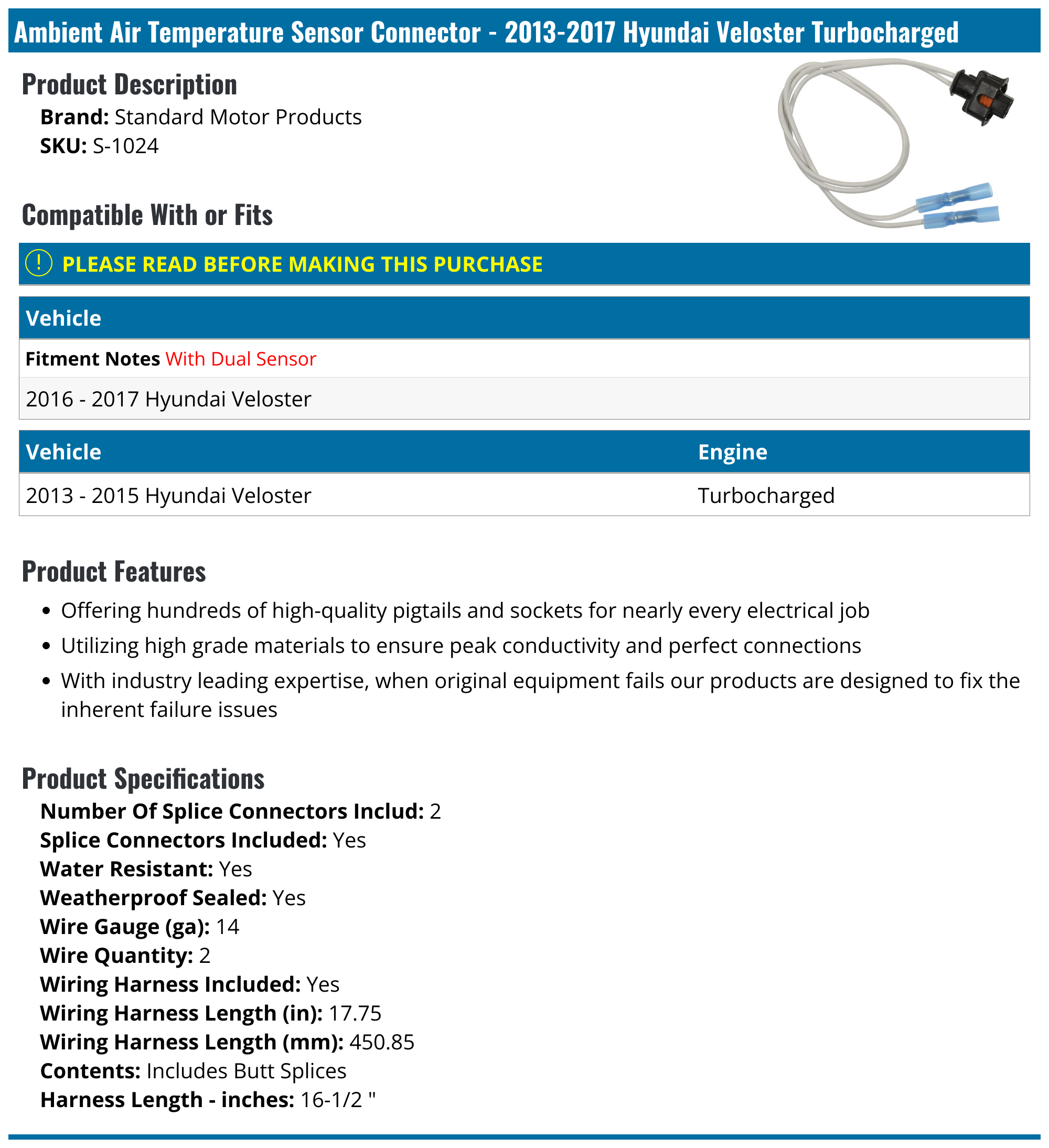 2013-2017 Hyundai Veloster Ambient Air Temperature Sensor Connector ...