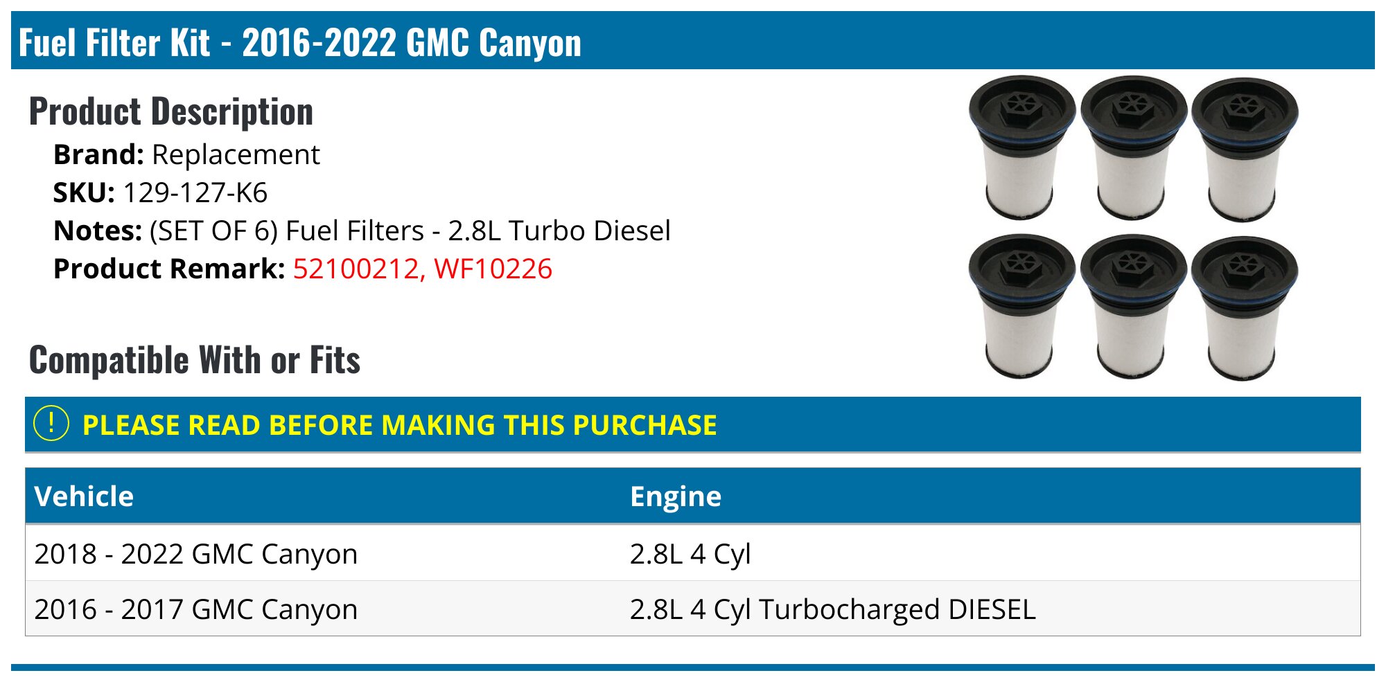 2016-2022 GMC Canyon Fuel Filter - Replacement 129-127-K6 - PartsGeek.com